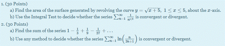 Solved 1 Ln1 / 1. (30 Points) a) Find the area of the | Chegg.com