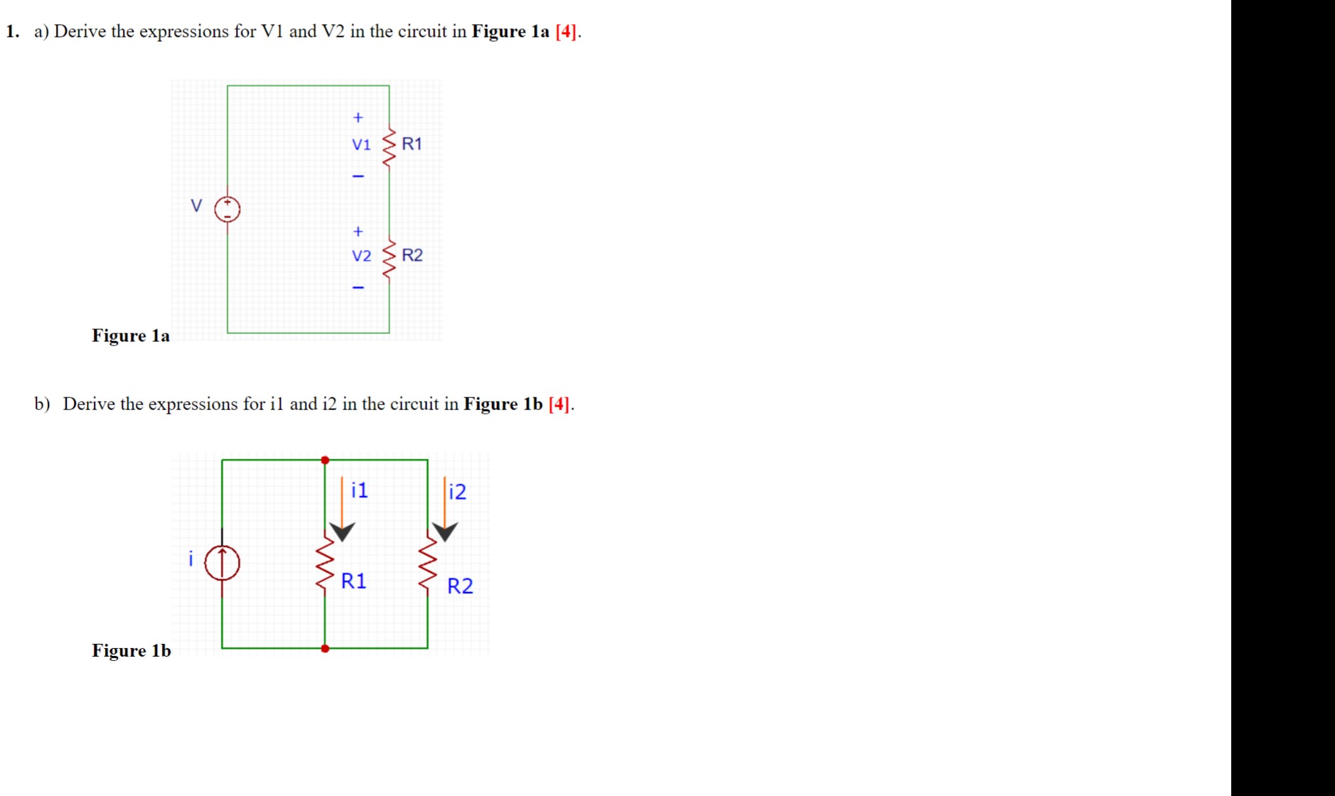 Solved 1. a) Derive the expressions for V1 and V2 in the | Chegg.com