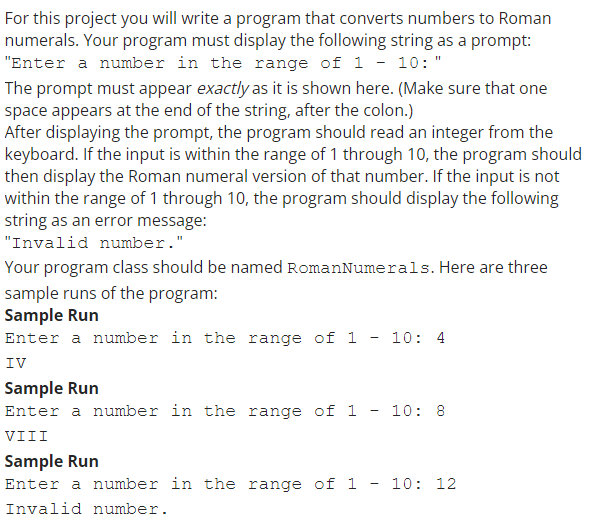 Solved For this project you will write a program that | Chegg.com