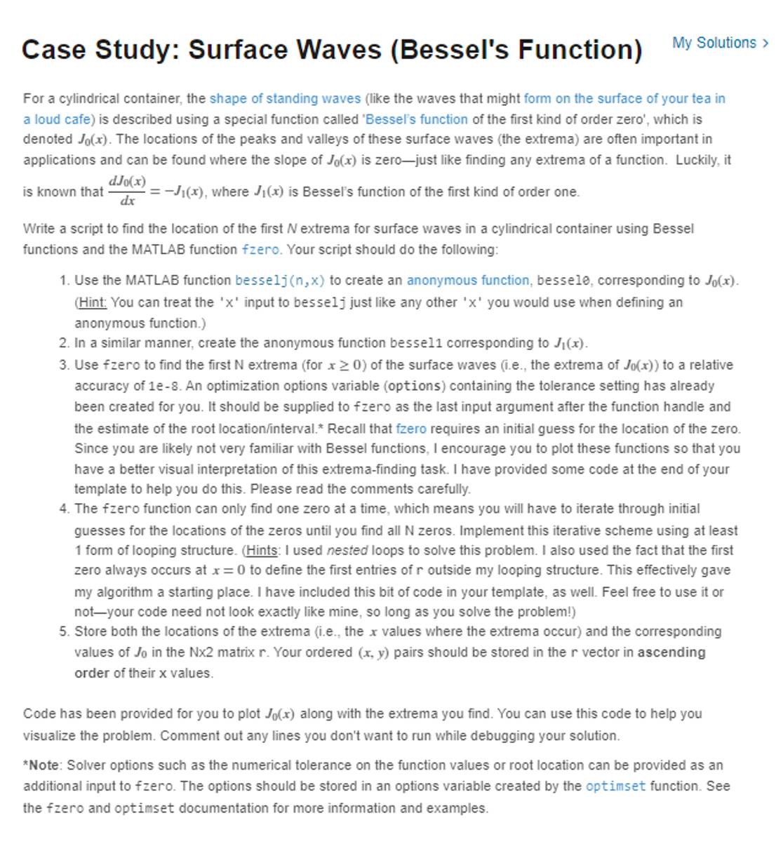 Solved Case Study: Surface Waves (Bessel's Function)For a | Chegg.com