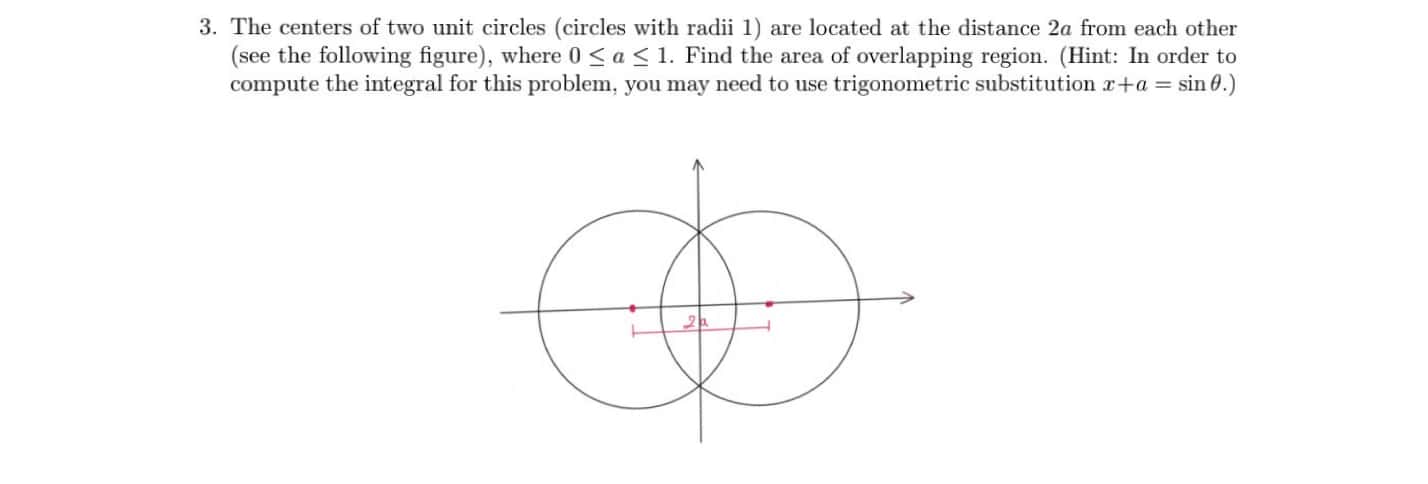 Solved 3. The centers of two unit circles (circles with | Chegg.com