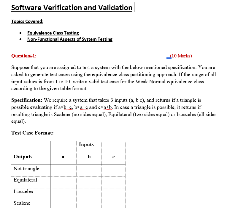 Solved Software Verification and Validation Topics Covered: | Chegg.com