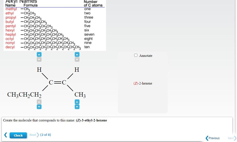 Solved ethyl Alkyl Names Name Formula methyl -CH3 -CH2CH3 | Chegg.com