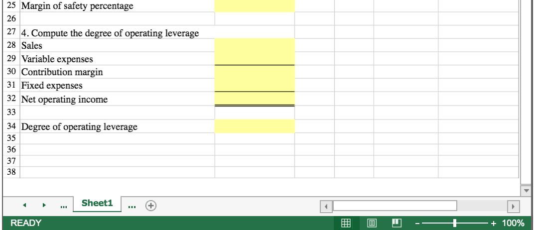 Solved Excel SIM: CVP Analysis 1. Determine the break-even | Chegg.com