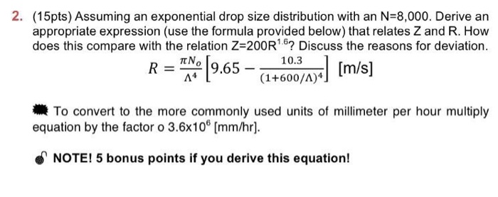 Solved Assuming an exponential drop size distribution with | Chegg.com