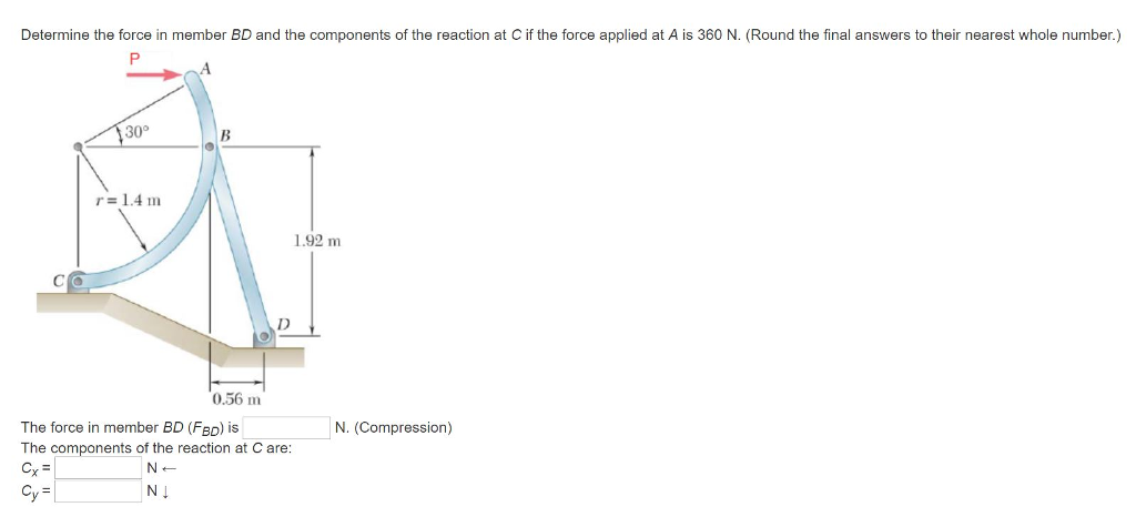 Solved Determine the force in member BD and the components | Chegg.com