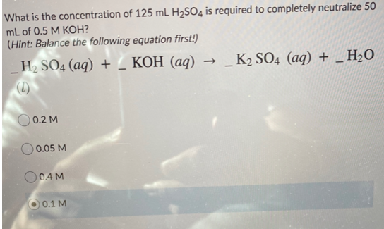 Solved What is the concentration of 125 mL H2SO4 is required | Chegg.com
