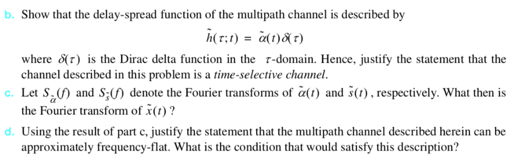 Consider a time-selective channel, for which the | Chegg.com