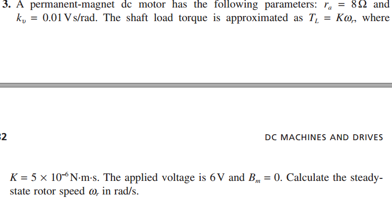 Solved A permanent-magnet dc motor has the following | Chegg.com
