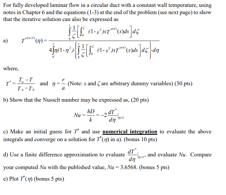 For fully developed laminar flow in a circular duct | Chegg.com