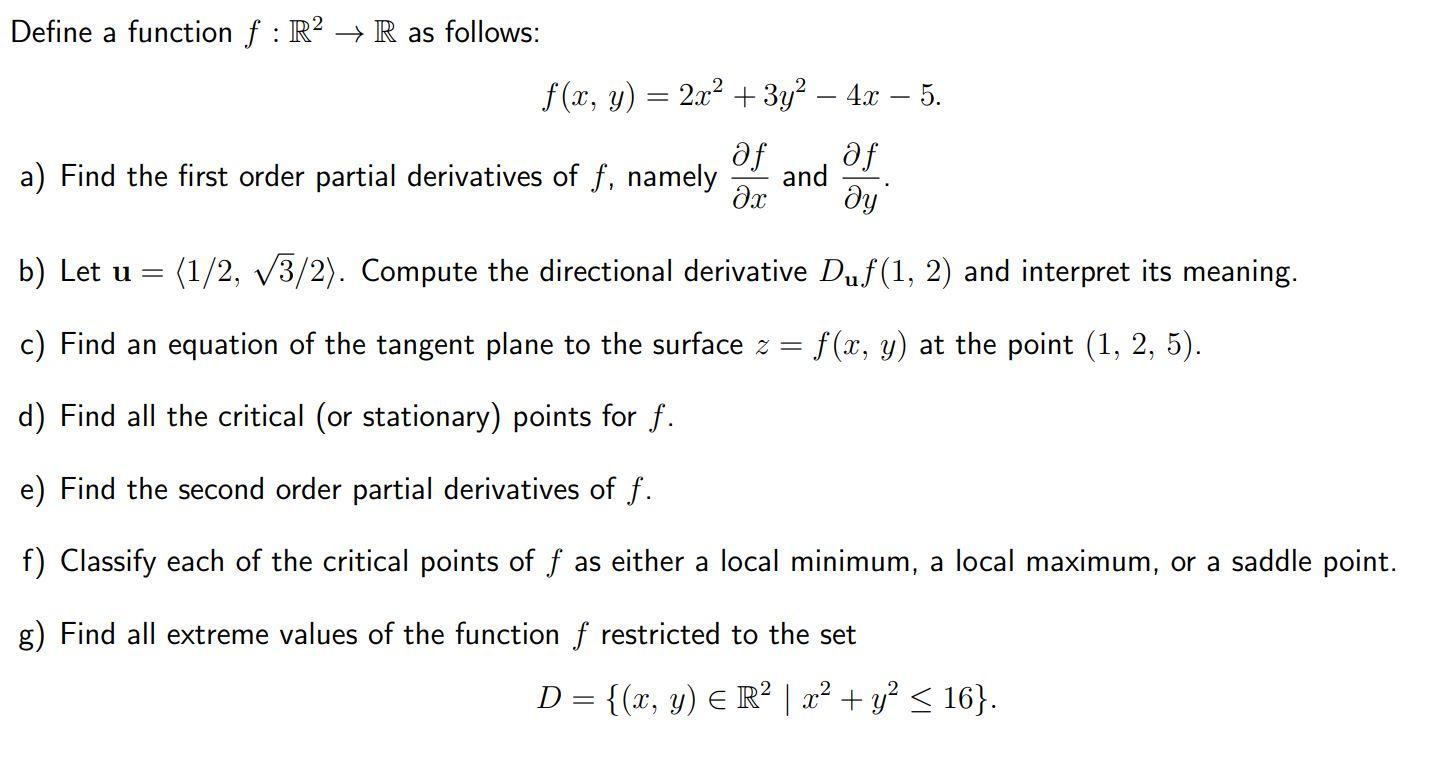 Solved Define a function f : R2 + R as follows: f(x, y) 2x2 | Chegg.com