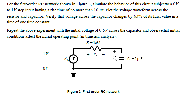 Solved For The First Order Rc Network Shown In Figure 3