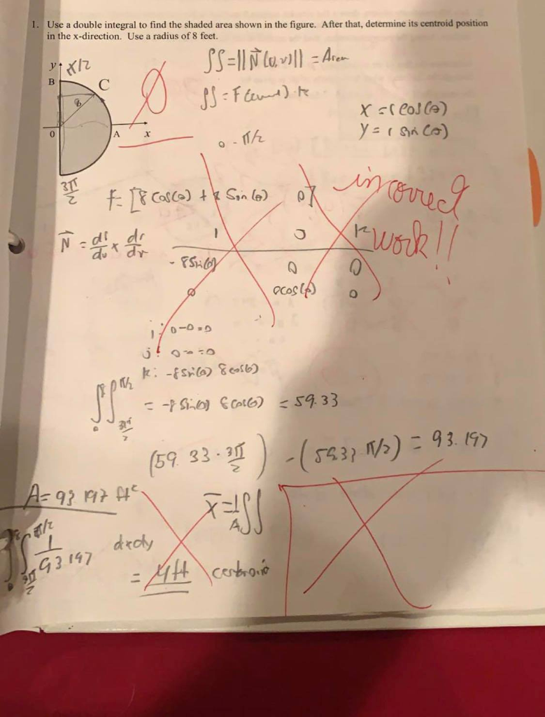 Solved 1. Use a double integral to find the shaded area | Chegg.com