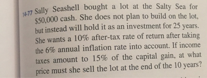 Solved 4-7 Sally Seashell bought a lot at the Salty Sea for | Chegg.com