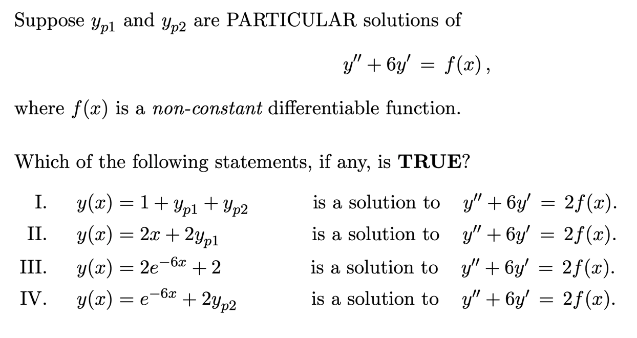 Solved Suppose yp1 and yp2 are PARTICULAR solutions of | Chegg.com