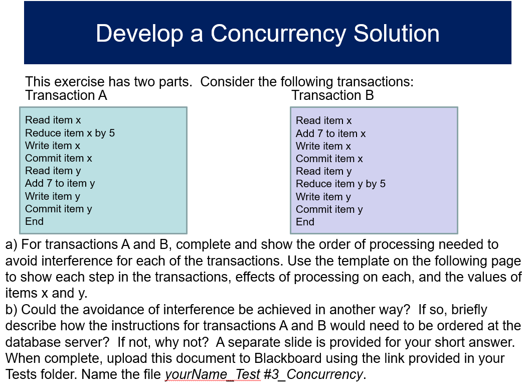 Develop a Concurrency Solution This exercise has two | Chegg.com
