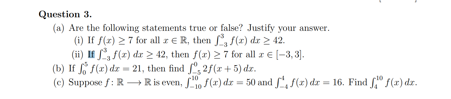 Solved Question 3. (a) Are the following statements true or | Chegg.com