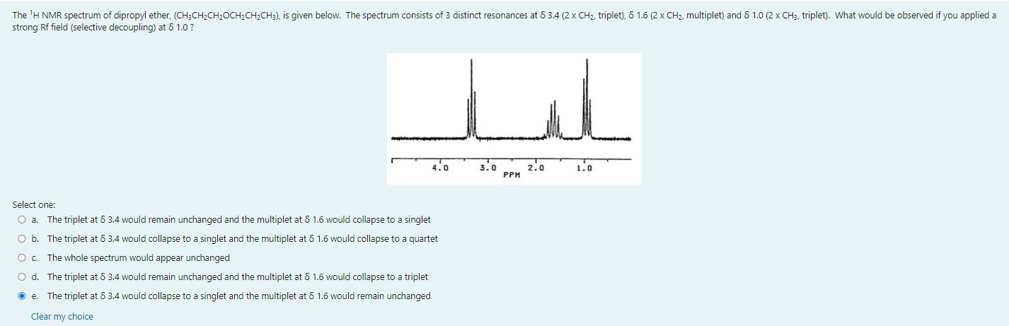Solved The H NMR spectrum of dipropyl ether, | Chegg.com