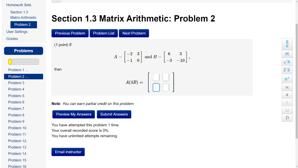 Solved Homework Sets Section 1.3 Matrix Arithmetic Section | Chegg.com