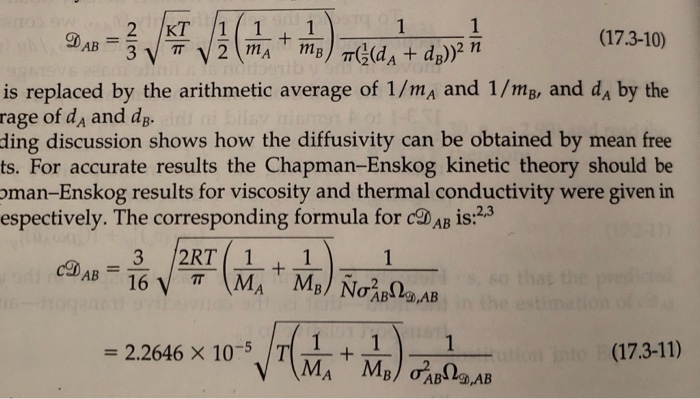2. Predict the value of DaB for an equimolar mixture | Chegg.com