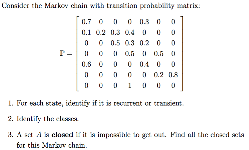 Solved Consider the Markov chain with transition probability | Chegg.com