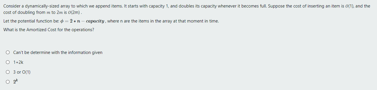 Solved Consider a dynamically-sized array to which we append | Chegg.com