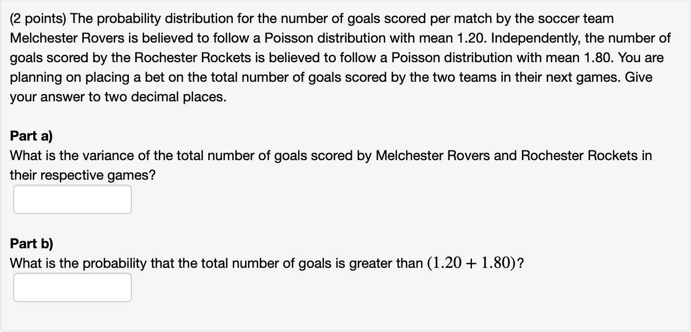 Solved (2 points) The probability distribution for the | Chegg.com