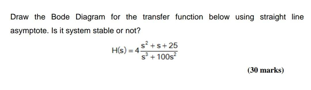Solved Draw the Bode Diagram for the transfer function | Chegg.com