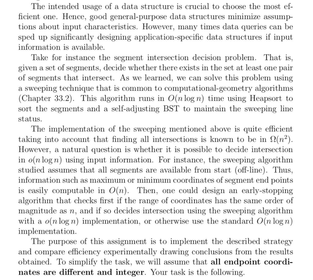Solved Implement the sweeping algorithm to decide | Chegg.com
