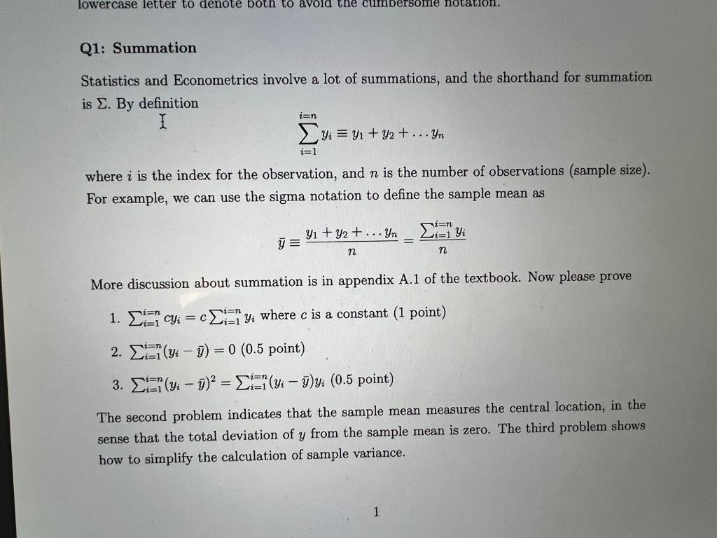Solved Q1: Summation Statistics and Econometrics involve a | Chegg.com