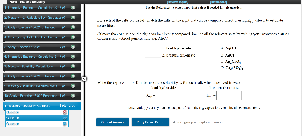 Solved HW10 - Ksp and Solubility 1. Interactive Example - | Chegg.com