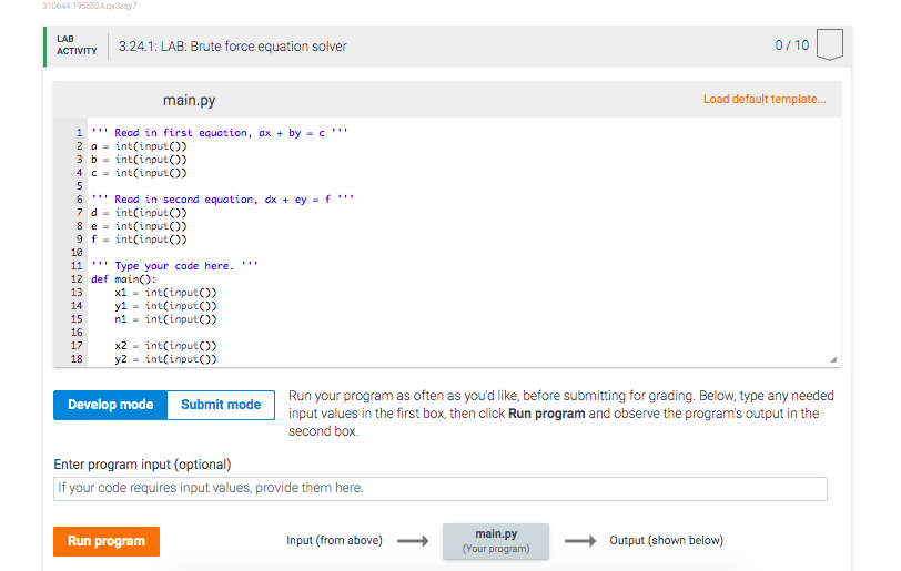 3.24 LAB: Brute force equation solver Numerous | Chegg.com