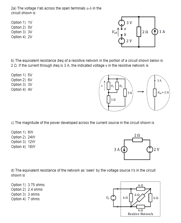 Solved 2a) The Voltage Vab Across The Open Terminals A−b In 