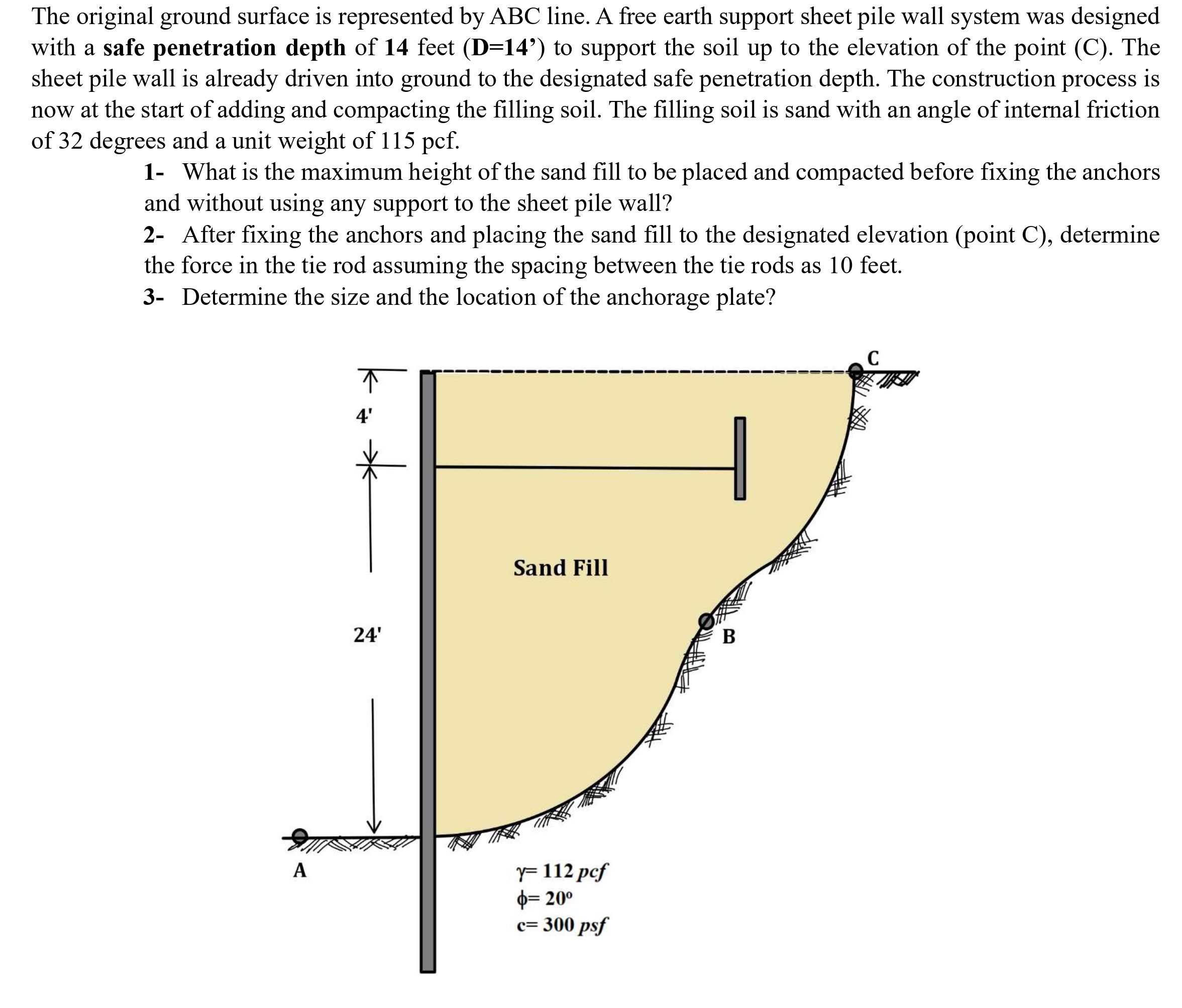 Solved The original ground surface is represented by ABC | Chegg.com