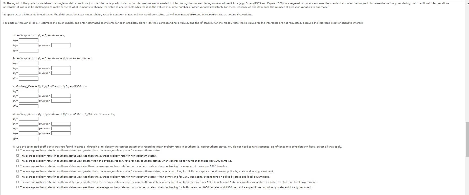 Model Coefficients - Robbery_RateThe average robbery | Chegg.com