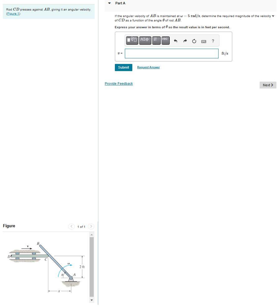 Solved Rod CD presses against AB, giving it an angular | Chegg.com