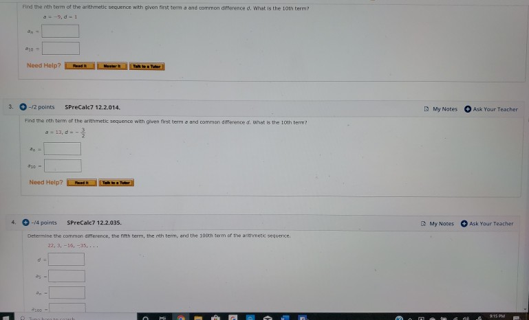 Solved Find the nth term of the arithmetic sequence with | Chegg.com