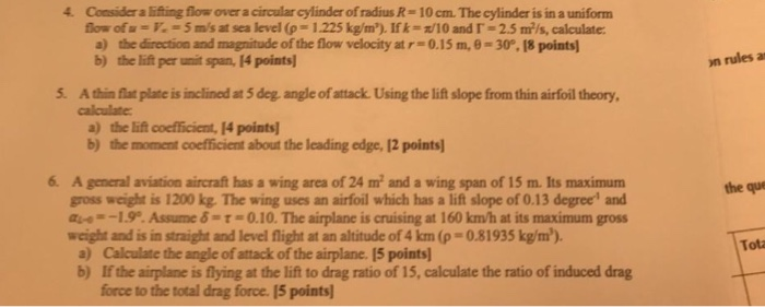 4 Consider a lifting flow over a circular cylinder of | Chegg.com