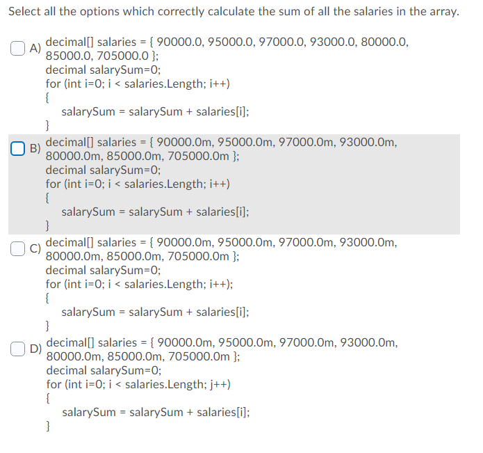 Solved Select all the options which correctly calculate the | Chegg.com