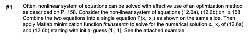 #1 Often, nonlinear system of equations can be solved | Chegg.com