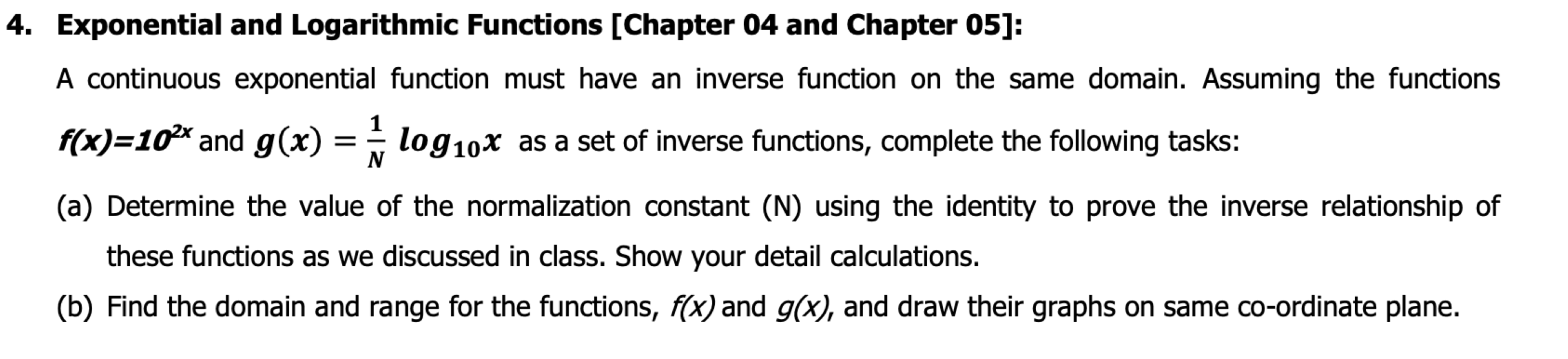 Solved 4. Exponential and Logarithmic Functions [Chapter 04 | Chegg.com