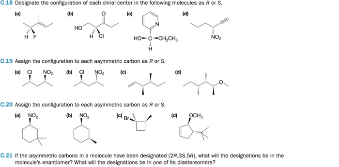 Solved C.18 Designate the configuration of each chiral | Chegg.com