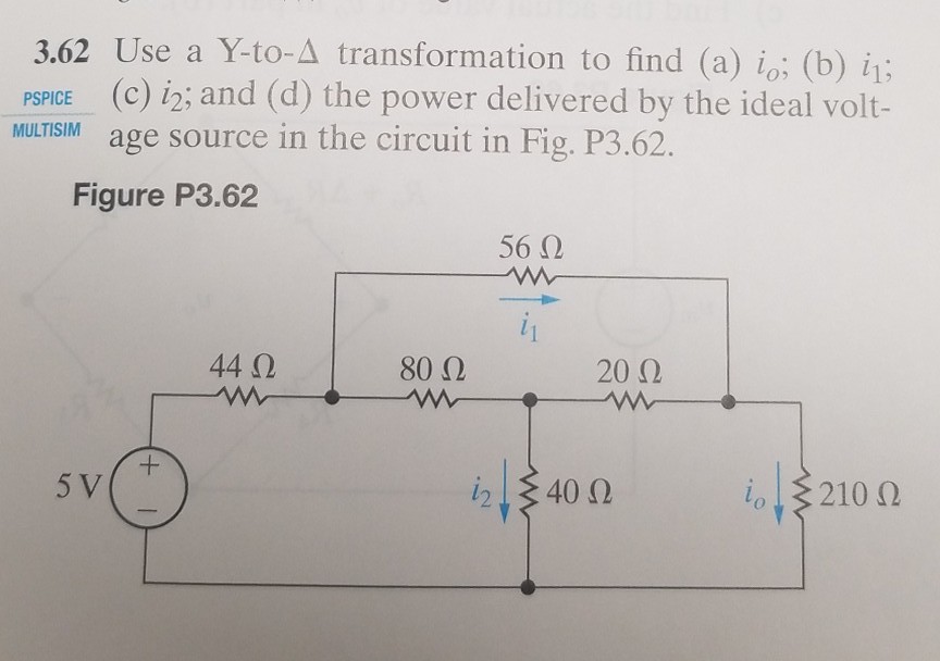 Solved 3.62 Use a Y-to-A transformation to find (a) io; (b) | Chegg.com