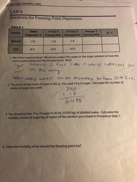 Solved: LAB 6: FREEZING POINT DEPRESSION NOTE TO STUDENTS:... | Chegg.com Solved: LAB 6: FREEZING POINT DEPRESSION NOTE TO STUDENTS:... | Chegg.com