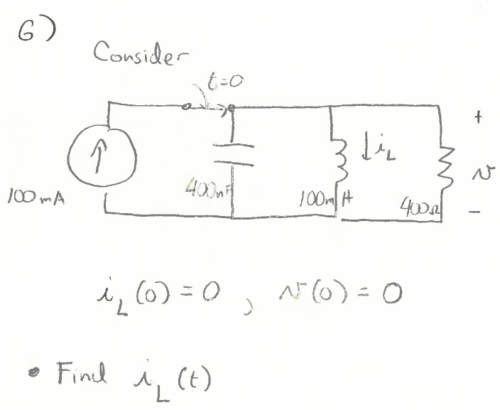Solved 6) Consider t=0 + 100mA / 1,0)= 0 , 160)=0 Find i, | Chegg.com
