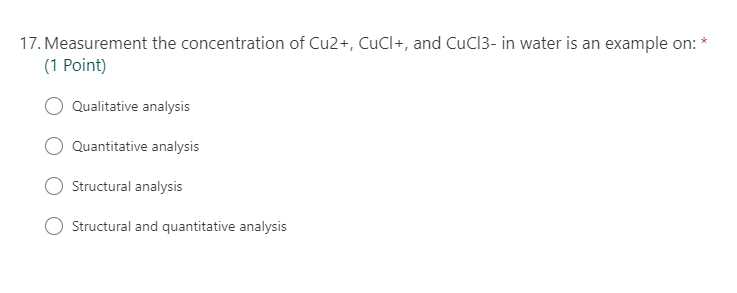 Solved 17. Measurement the concentration of Cu2+, CuCl+, and | Chegg.com