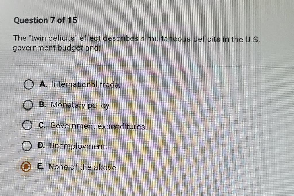 Solved The "twin deficits" effect describes simultaneous | Chegg.com