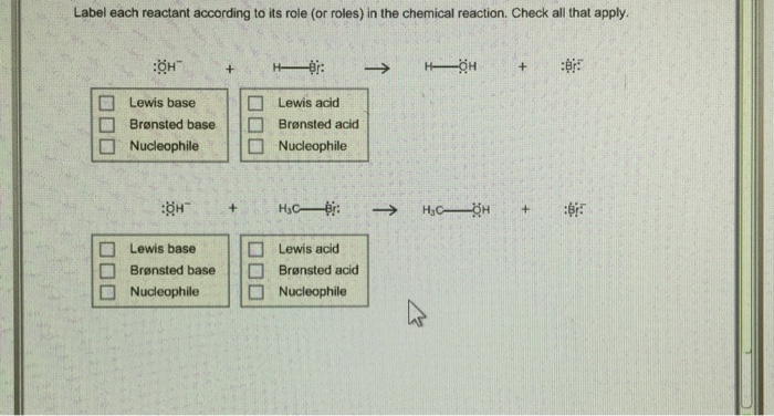 Solved Label each reactant according to its role (or roles) | Chegg.com