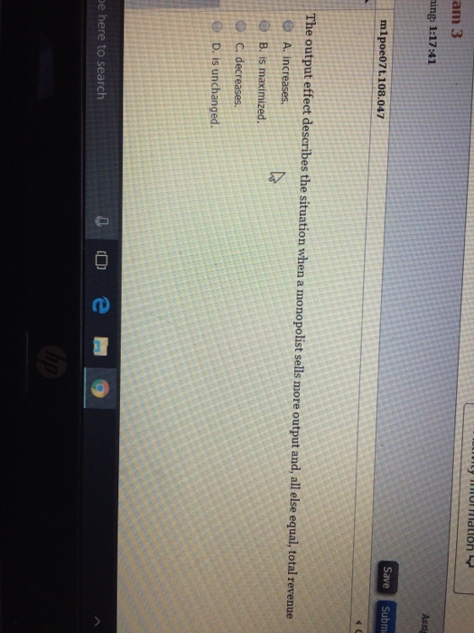 Solved The output effect describes the situation when a | Chegg.com