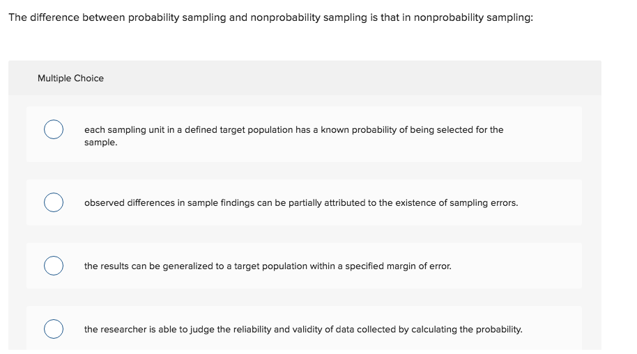 Solved The difference between probability sampling and | Chegg.com